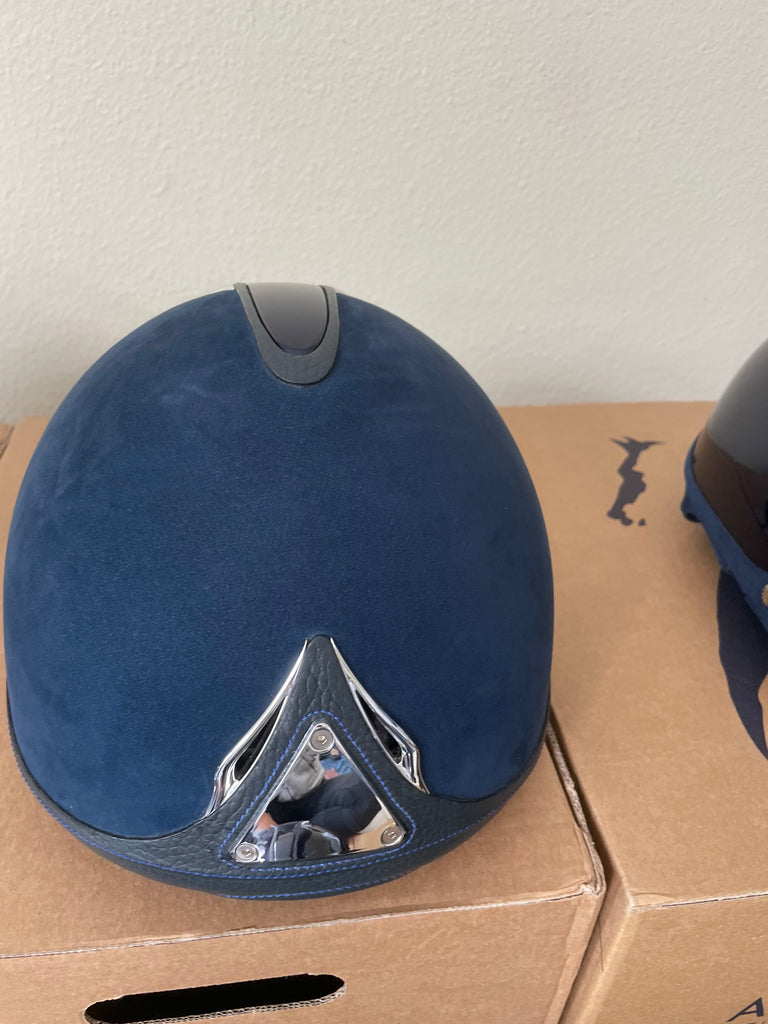 Antares Custom Helmet, Navy, Suede with Rhinestone Embellishment - Siz ...